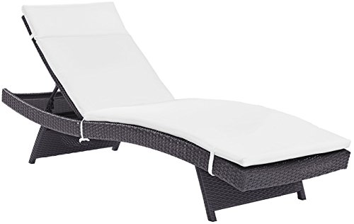 Crosley Furniture Biscayne Reclining Wicker Outdoor Chaise Lounge Chair for Patio, Deck, Backyard, Poolside, White