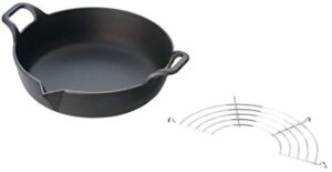 iwachi 25101 tempura pot, black, inner diameter 9.4 inches (24 cm), nambu ironware tempura pot, flat bottom 9.8 inches (25 cm)