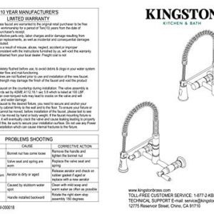 Kingston Brass GS8285DL Concord 8-Inch Center Set Wall Mount Double Handle Pull Down Kitchen Faucet, Oil Rubbed Bronze , Oil-Rubbed Bronze