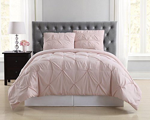 Truly Soft Everyday DCS1969BSKG-18 Pleated Duvet Set,Blush,King