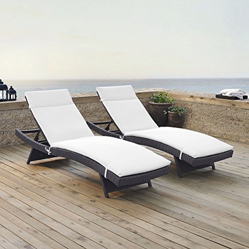 Crosley Furniture Biscayne Reclining Wicker Outdoor Chaise Lounge Chair for Patio, Deck, Backyard, Poolside, White