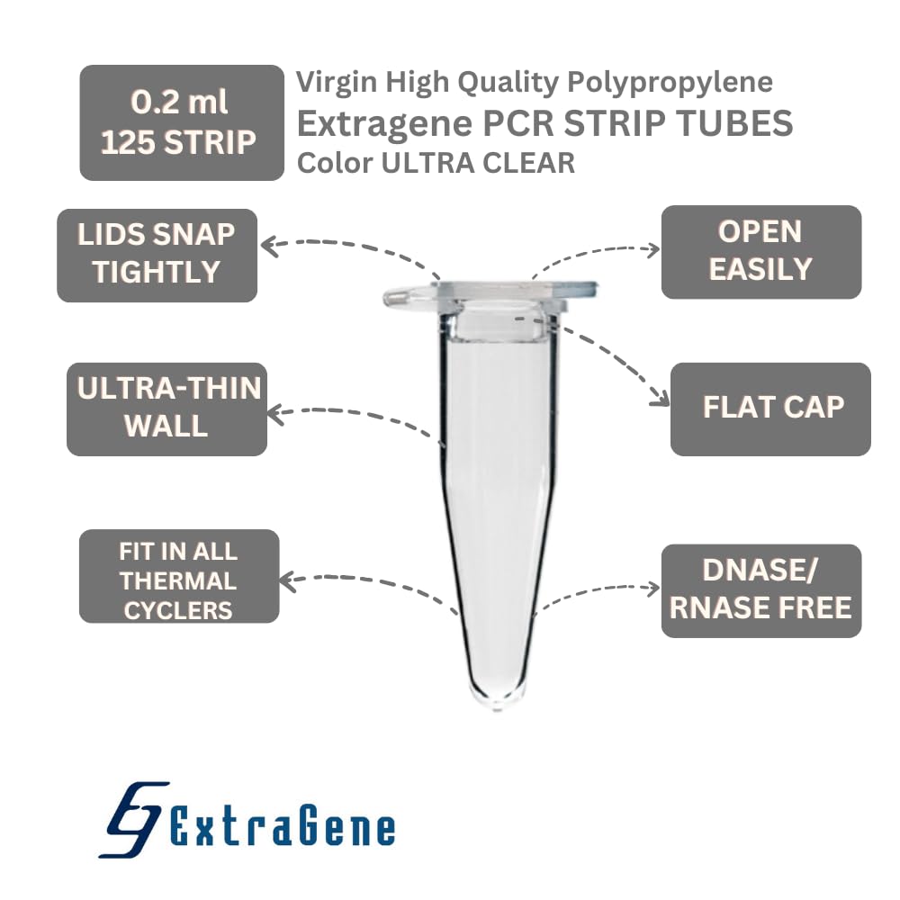 Extragene™ PCR Tube with 0.2ml Thin Wall, Strip of 8 Tubes, Snap Flat Caps DNase and RNase Free Pk x 120 Strips