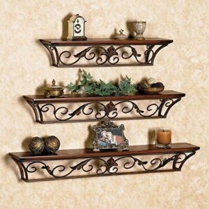 craftland brown , wooden wall shelf (set of - 3)