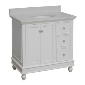 bella 36-inch bathroom vanity (quartz/white): includes white cabinet with stunning quartz countertop and white ceramic sink