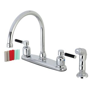 kingston brass fb791dklsp kaiser 8" centerset kitchen faucet, polished chrome