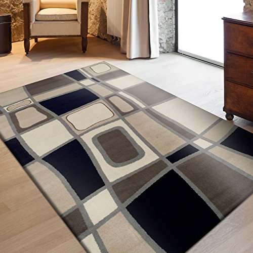 Superior Indoor Area Rug, Jute Backing, Modern Plush Rugs for Entryway, Living Room, Kitchen Floors, Bedroom, Hallway, Office Floor Cover, Abstract Rugs, Cobblestone Collection,4' x 6', Brown Beige