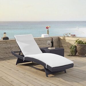 Crosley Furniture Biscayne Reclining Wicker Outdoor Chaise Lounge Chair for Patio, Deck, Backyard, Poolside, White