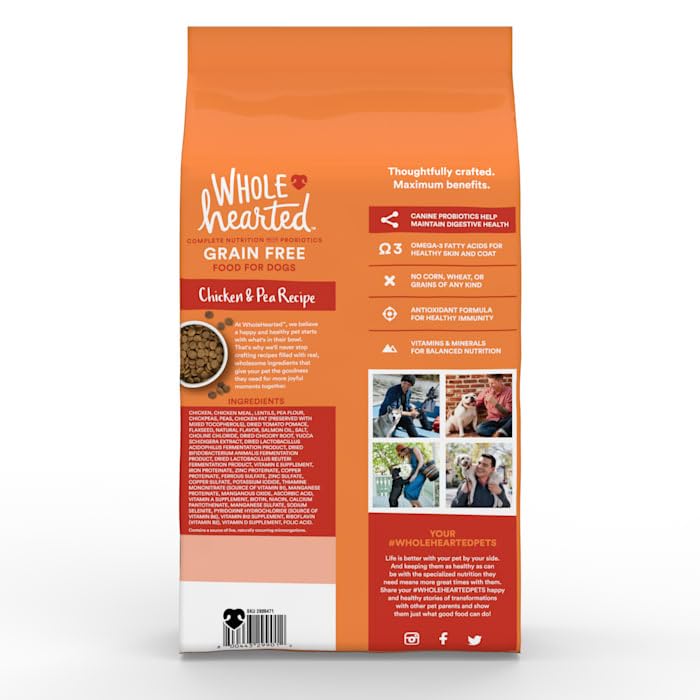 WholeHearted Grain Free All Life Stages Chicken & Pea Recipe Dry Dog Food 5 lbs.