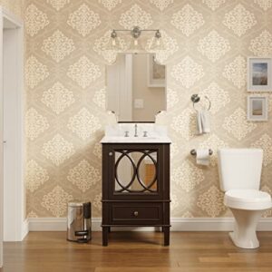 olivia 24-inch bathroom vanity (carrara/chocolate): includes chocolate cabinet with authentic italian carrara marble countertop and white ceramic sink