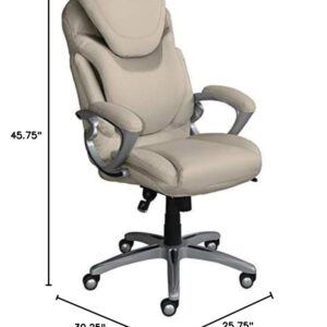 Serta AIR Health and Wellness Executive Office Chair, High Back Big and Tall Ergonomic for Lumber Support Task Swivel, Bonded Leather, Comfortable Cream