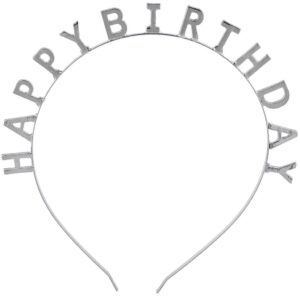 lux accessories silver tone happy birthday bday festive party favor headband