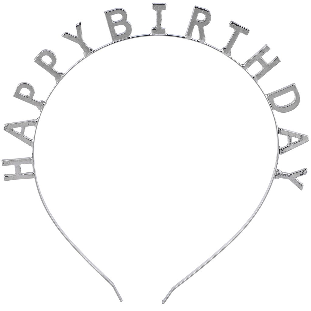 LUX ACCESSORIES Silver Tone Happy Birthday Bday Festive Party Favor Headband