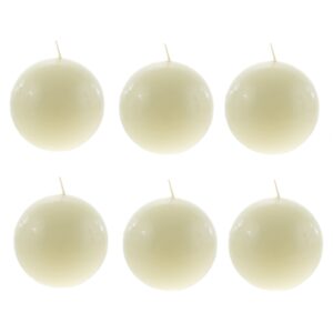 mega candles 6 pcs unscented ivory round ball candle, hand poured premium wax candles 3 inch x 3 inch, home décor, wedding receptions, baby showers, birthdays, celebrations, party favors & more