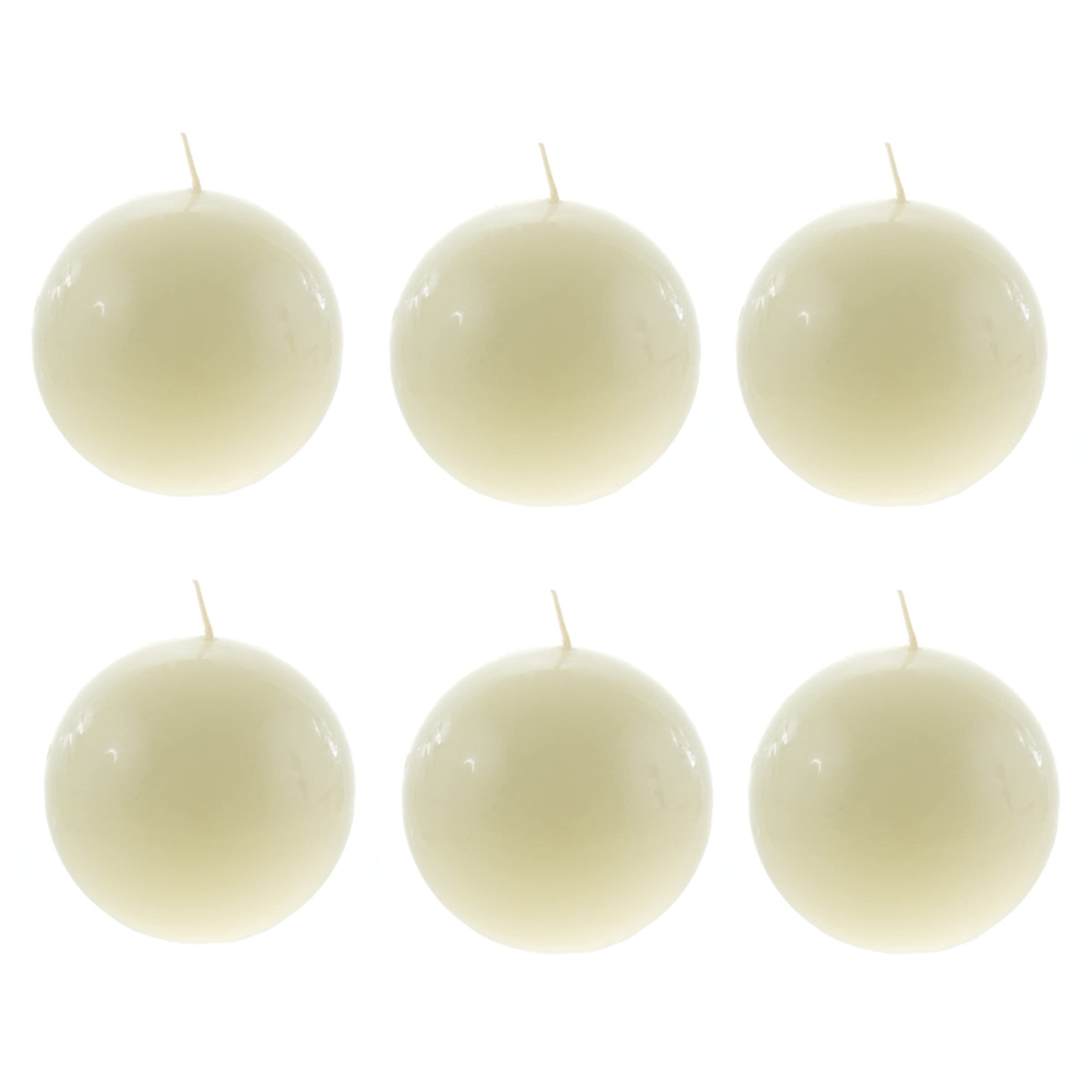 Mega Candles 6 pcs Unscented Ivory Round Ball Candle, Hand Poured Premium Wax Candles 3 Inch x 3 Inch, Home Décor, Wedding Receptions, Baby Showers, Birthdays, Celebrations, Party Favors & More