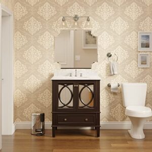 olivia 30-inch bathroom vanity (carrara/chocolate): includes chocolate cabinet with authentic italian carrara marble countertop and white ceramic sink