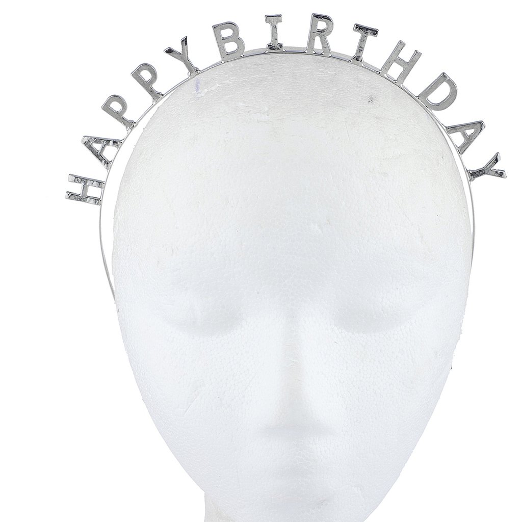 LUX ACCESSORIES Silver Tone Happy Birthday Bday Festive Party Favor Headband