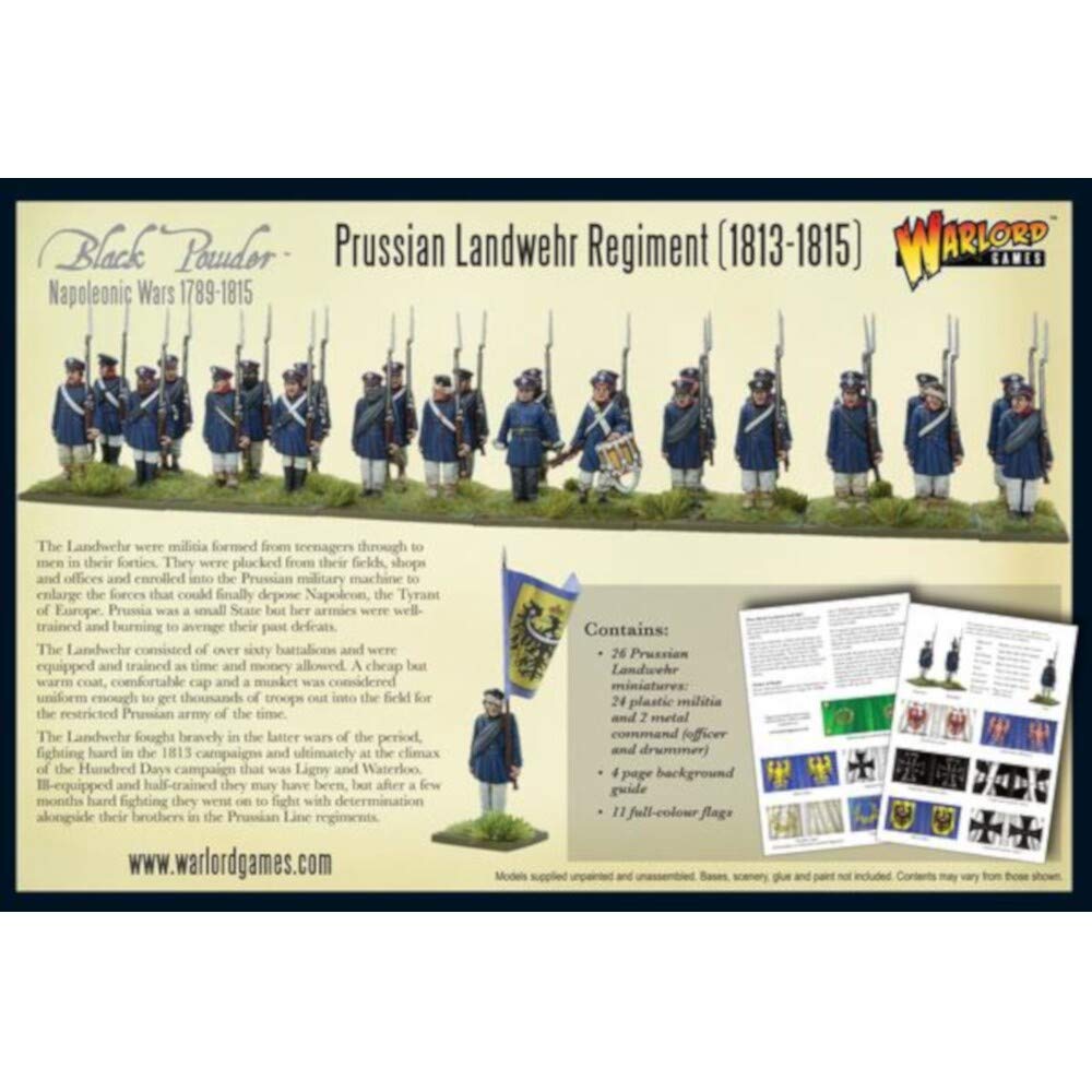 Warlord Black Powder Prussian Landwehr Regiment Napoleonic War 1813-1815 Tabletop Miniatures - Plastic Paintable Miniature 1700-1900 Soldiers Set, Table Top 28mm Military Minifigures for Adults