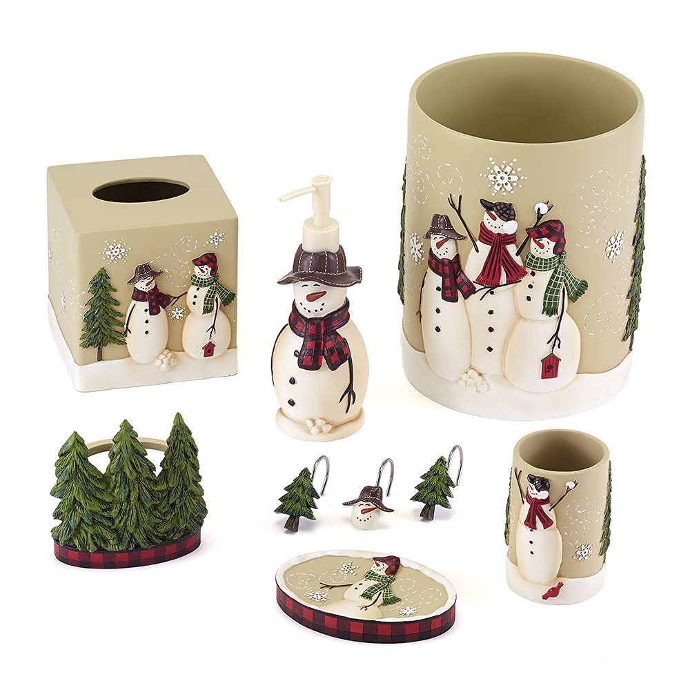 Avanti Linens - Wastebasket, Resin Bathroom Accessories, Christmas Decorations (Snowmen Gathering Collection)