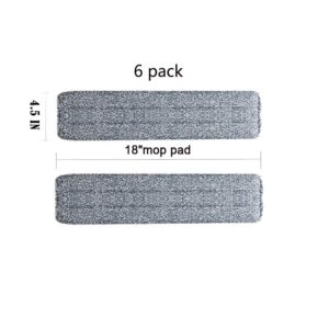 YOUSHANGJIA 18 inch mop Pads Replacement 6 Pack mop Head Replacement Washable Microfiber Pads