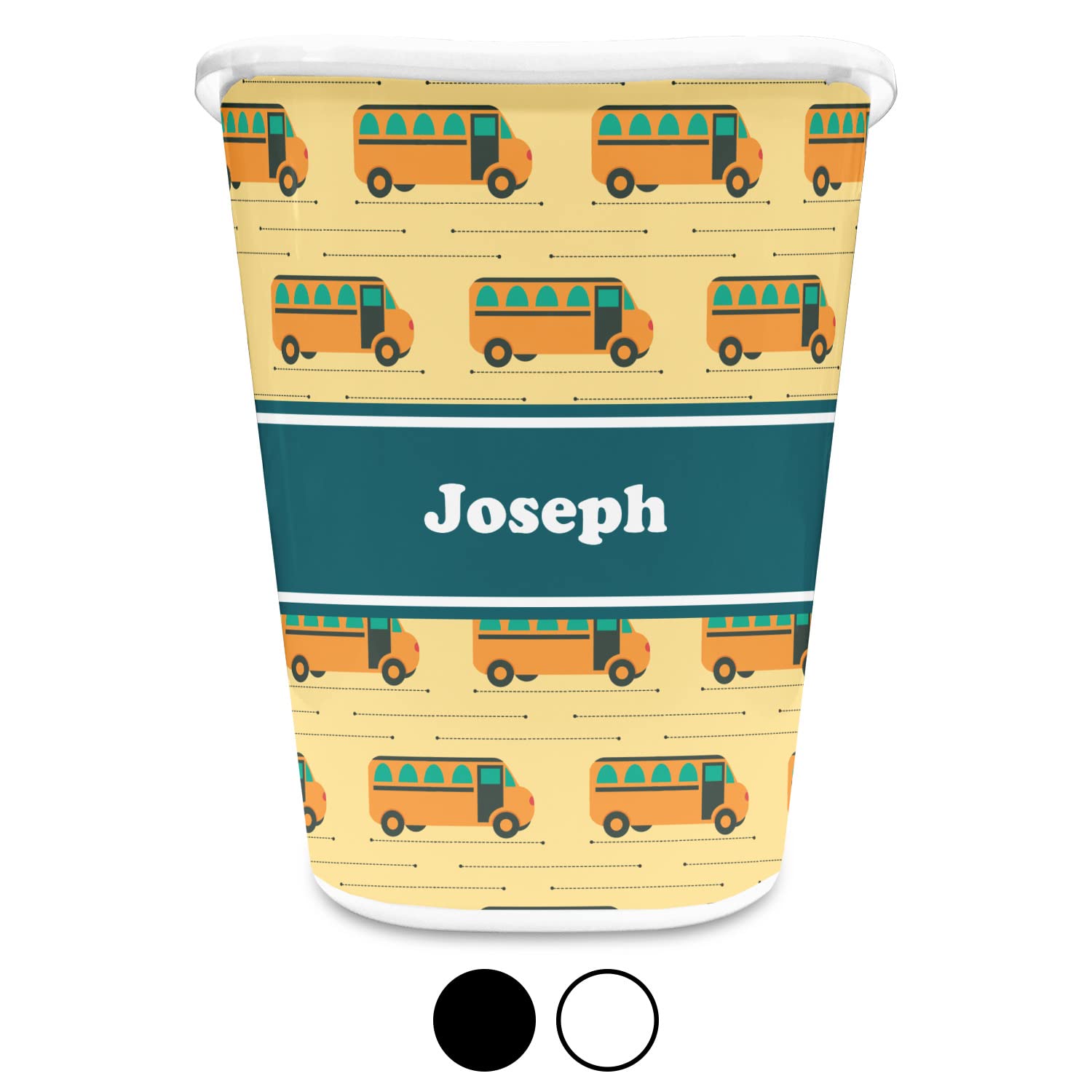 RNK Shops Personalized School Bus Waste Basket - Single Sided (Black)