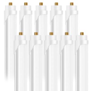 onlylux 8 foot led bulbs t8 t12 led 8ft tube light f96t8 f96t12 led bulb 96" fa8 single pin led fluorescent replacement, (100w fluorescent equivalent) 6500k cw daylight milky cover, 10 pack