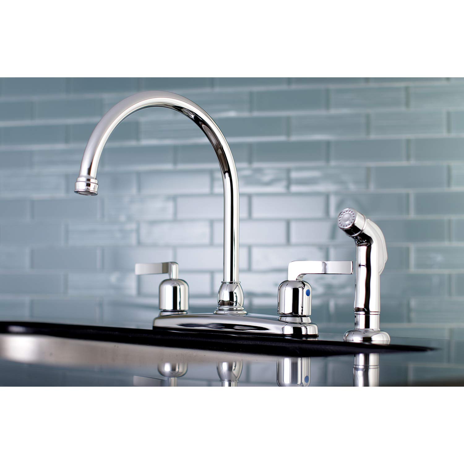 Kingston Brass FB791EFLSP Centurion 8" Centerset Kitchen Faucet, Polished Chrome