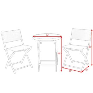 Giantex Bistro Table Set, 3 Piece Patio Bistro Set, Outdoor Folding Table and Chairs, Foldable Patio Dining Set, Porch Furniture Set Garden Backyard Metal Frame No Assembly, Red