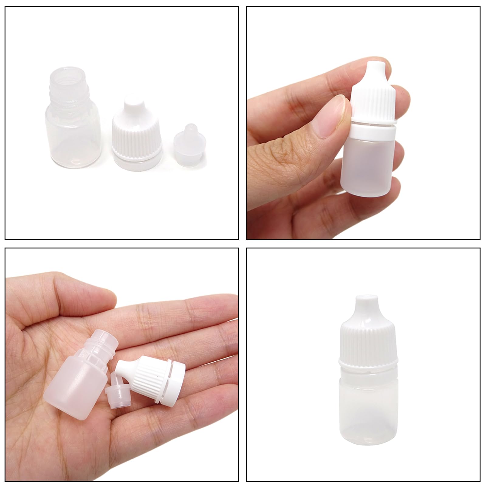 Honbay 30PCS 2ML Plastic Empty Squeezable Dropper Bottles Portable Eye Drop Bottle Containers Eye Liquid Dropper Bottle with Screw Cap and Plug