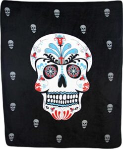 infinity republic - sugar skull halloween soft fleece throw blanket - 50x60 perfect for living rooms, bedrooms, kids' rooms, outdoors!