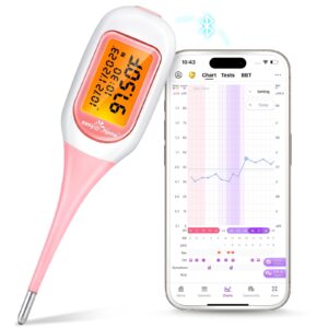 easy@home smart basal thermometer, large screen and backlit, fsa eligible, period tracker with premom(ios & android) - auto bbt sync, charting, coverline & accurate fertility prediction ebt-300