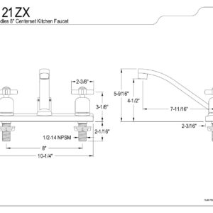 Kingston Brass FB121ZX Millennium 8" Centerset Kitchen Faucet, Polished Chrome