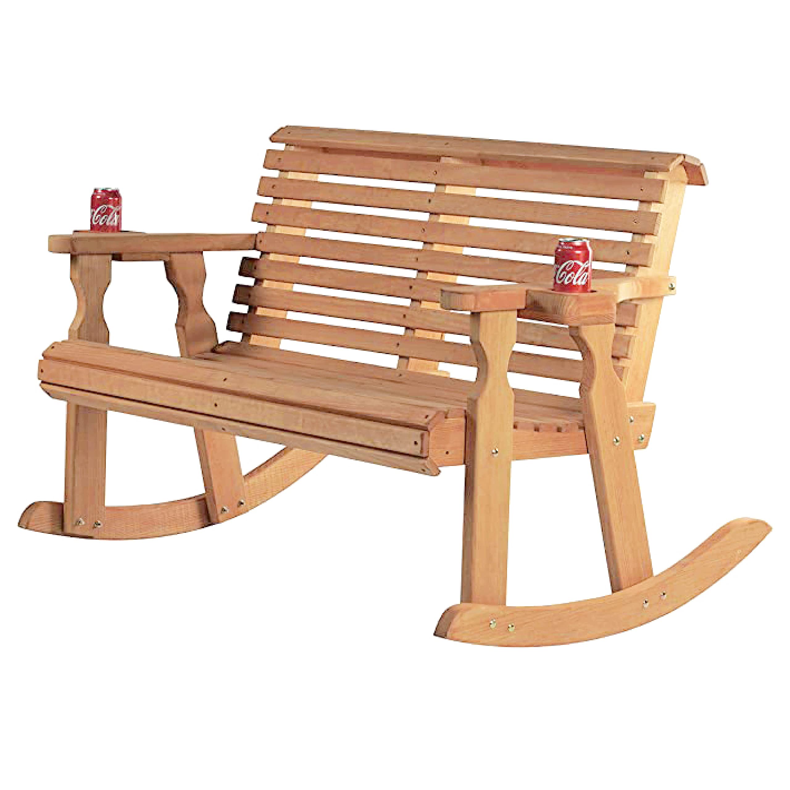 Amish Casual Heavy Duty 800 Lb Roll Back Pressure Treated Double Rocker with Cupholders (Cedar Stain)