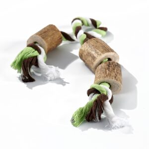 buck bone organics elk antler cotton rope chew toy (large/jumbo)