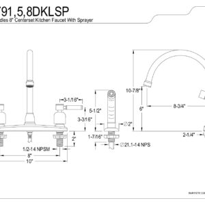 Kingston Brass FB791DKLSP Kaiser 8" Centerset Kitchen Faucet, Polished Chrome