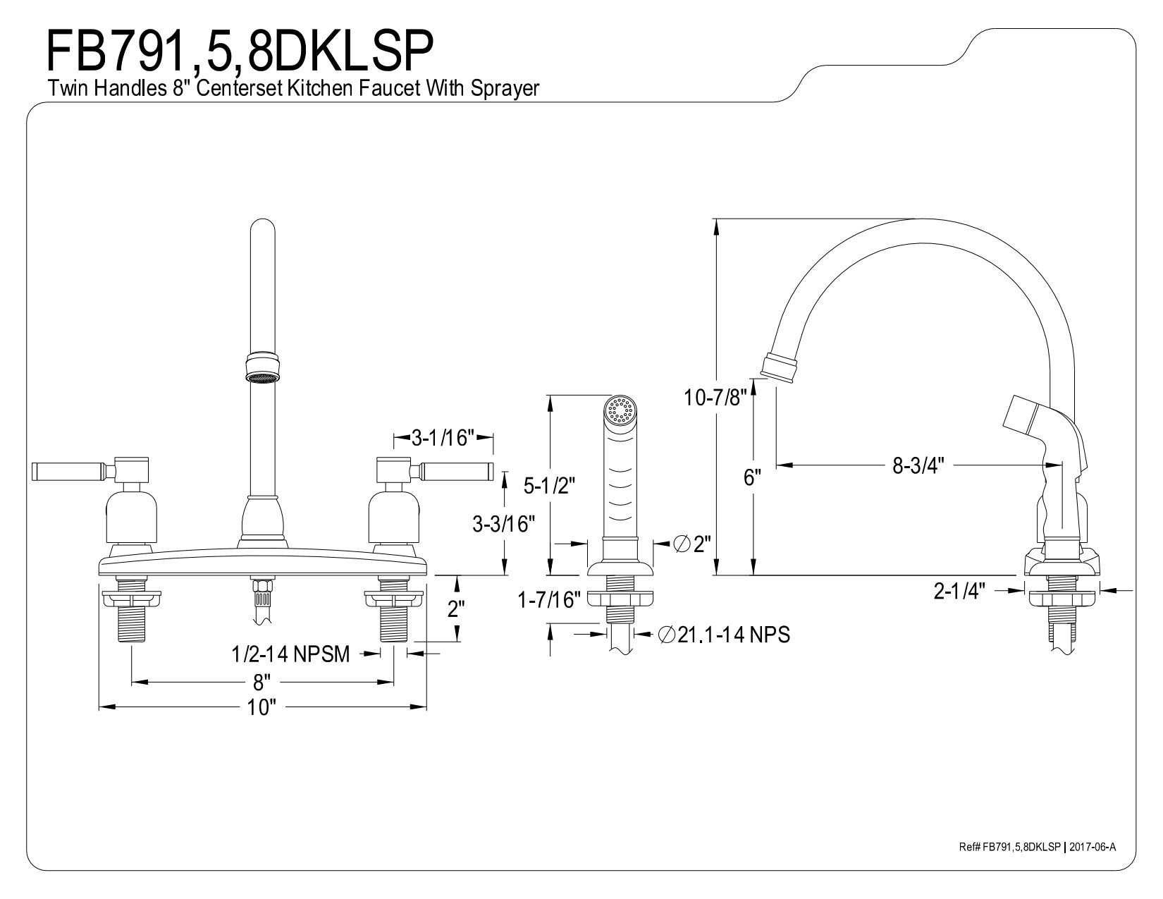 Kingston Brass FB791DKLSP Kaiser 8" Centerset Kitchen Faucet, Polished Chrome