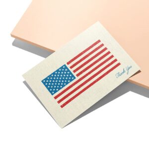 Twigs Paper - American Flag Thank You Cards - Blank Patriotic Stationary Cards w/Envelopes - Greeting Card for Veteran's Day, Memorial Day, 4th of July & More - Made In USA - 5.5" x 4.25" (Set of 12)