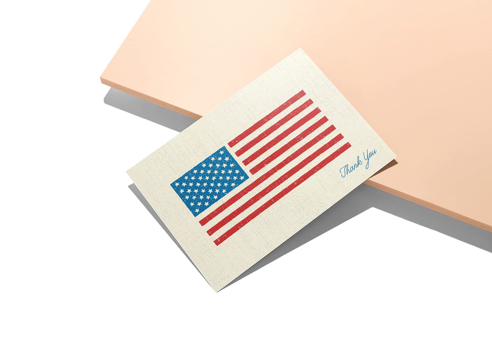 Twigs Paper - American Flag Thank You Cards - Blank Patriotic Stationary Cards w/Envelopes - Greeting Card for Veteran's Day, Memorial Day, 4th of July & More - Made In USA - 5.5" x 4.25" (Set of 12)