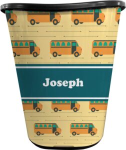 rnk shops personalized school bus waste basket - single sided (black)