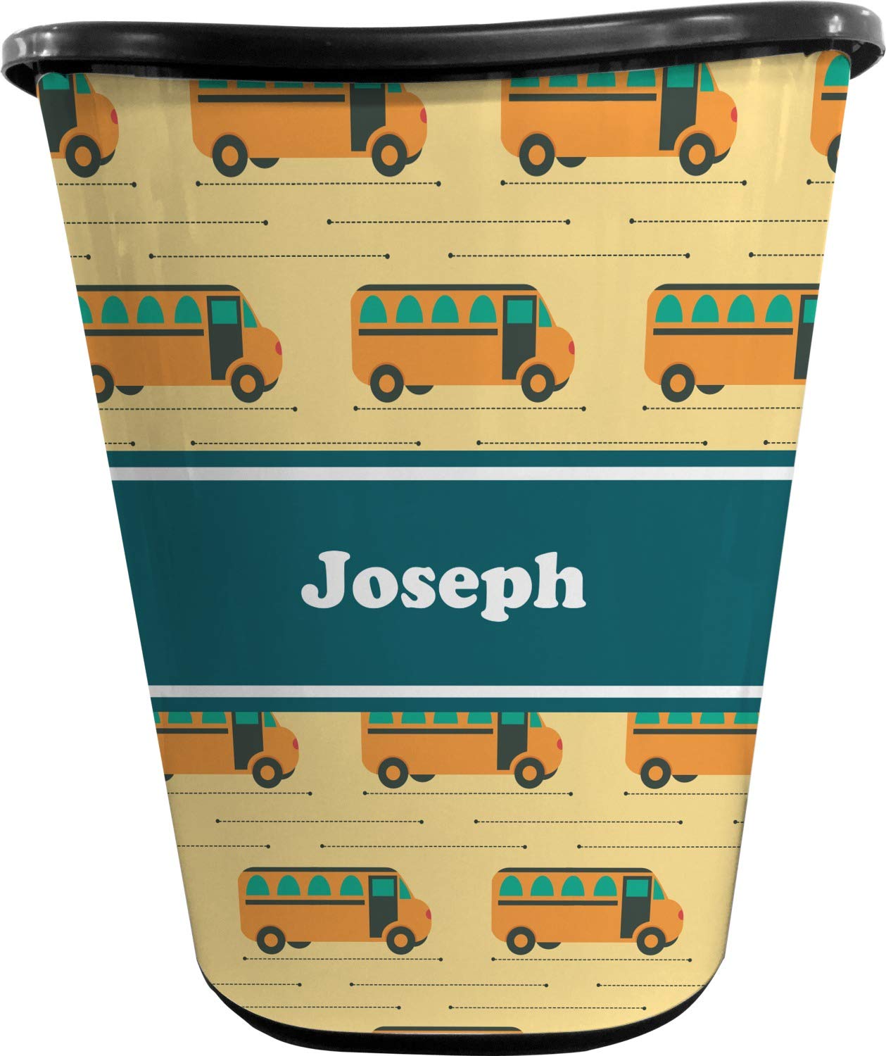 RNK Shops Personalized School Bus Waste Basket - Single Sided (Black)