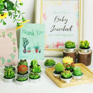 Succulent Cactus Candles (18 Styles,3 Thanks Cards&Gift Boxed) Succulent Decorative Tealights for Home Décor, SPA, Wedding, Baby Shower,Birthday Gift,Mothers Day Gifts,Christmas Gift Decor