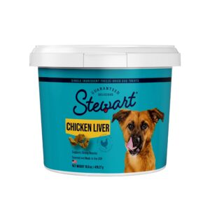 stewart single ingredient freeze dried raw dog treats, chicken liver, 16.8 ounce resealable tub, training treats or meal topper dogs, high protein, grain free, gluten free