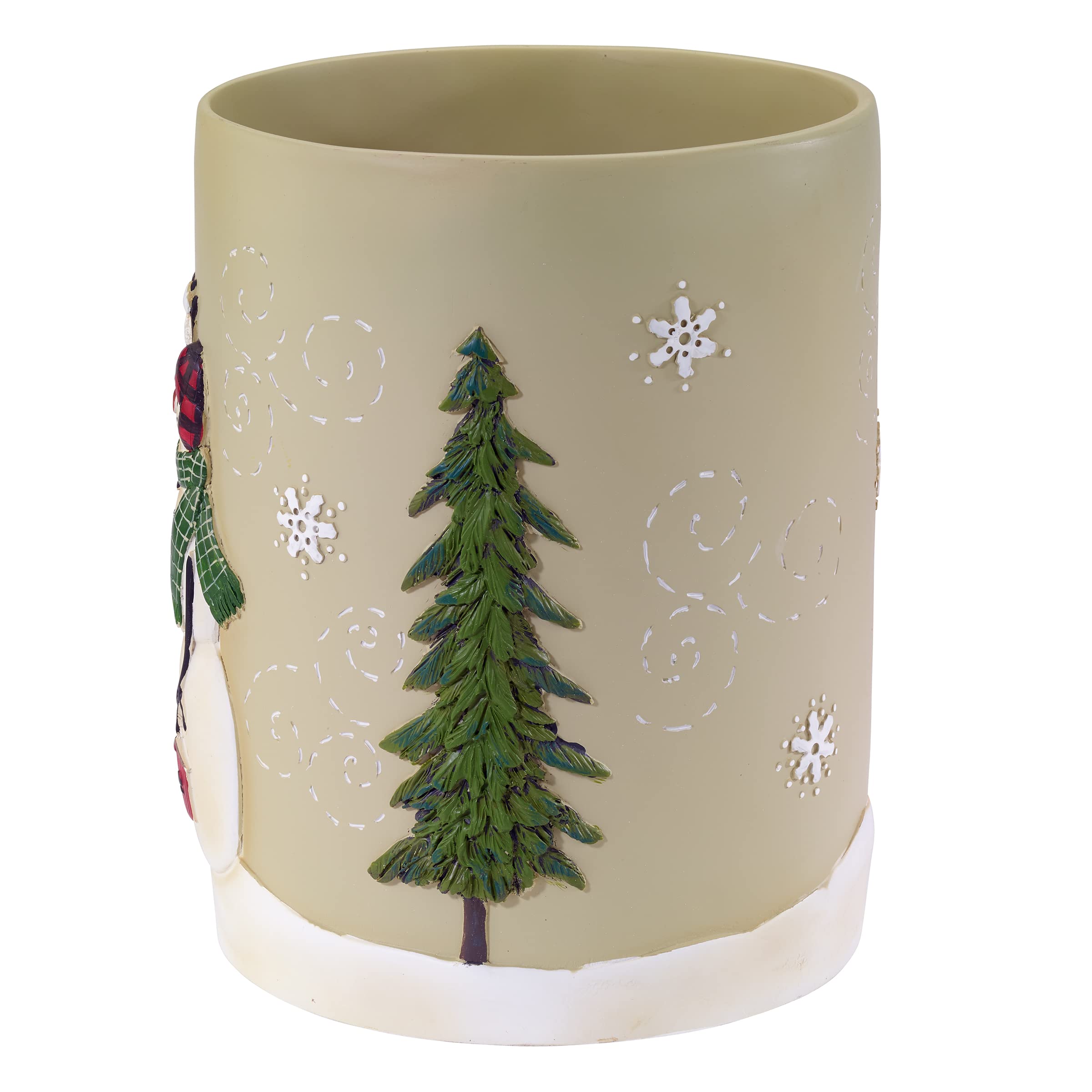 Avanti Linens - Wastebasket, Resin Bathroom Accessories, Christmas Decorations (Snowmen Gathering Collection)