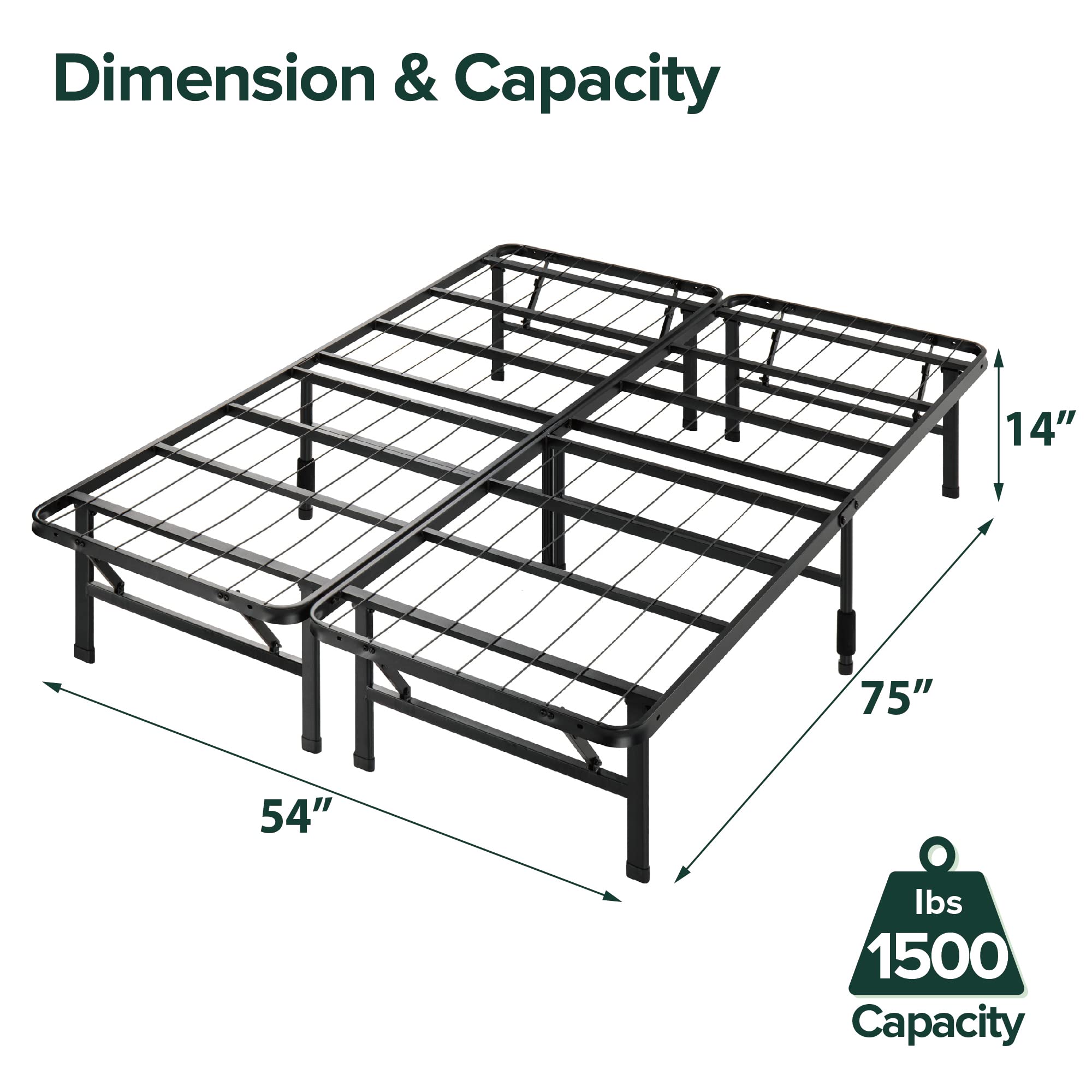 ZINUS 12 Inch Foam and Spring Mattress and SmartBase Metal Mattress Foundation Set / Bed and Mattress Set / No Box Spring Needed / Mattress in a Box, Full