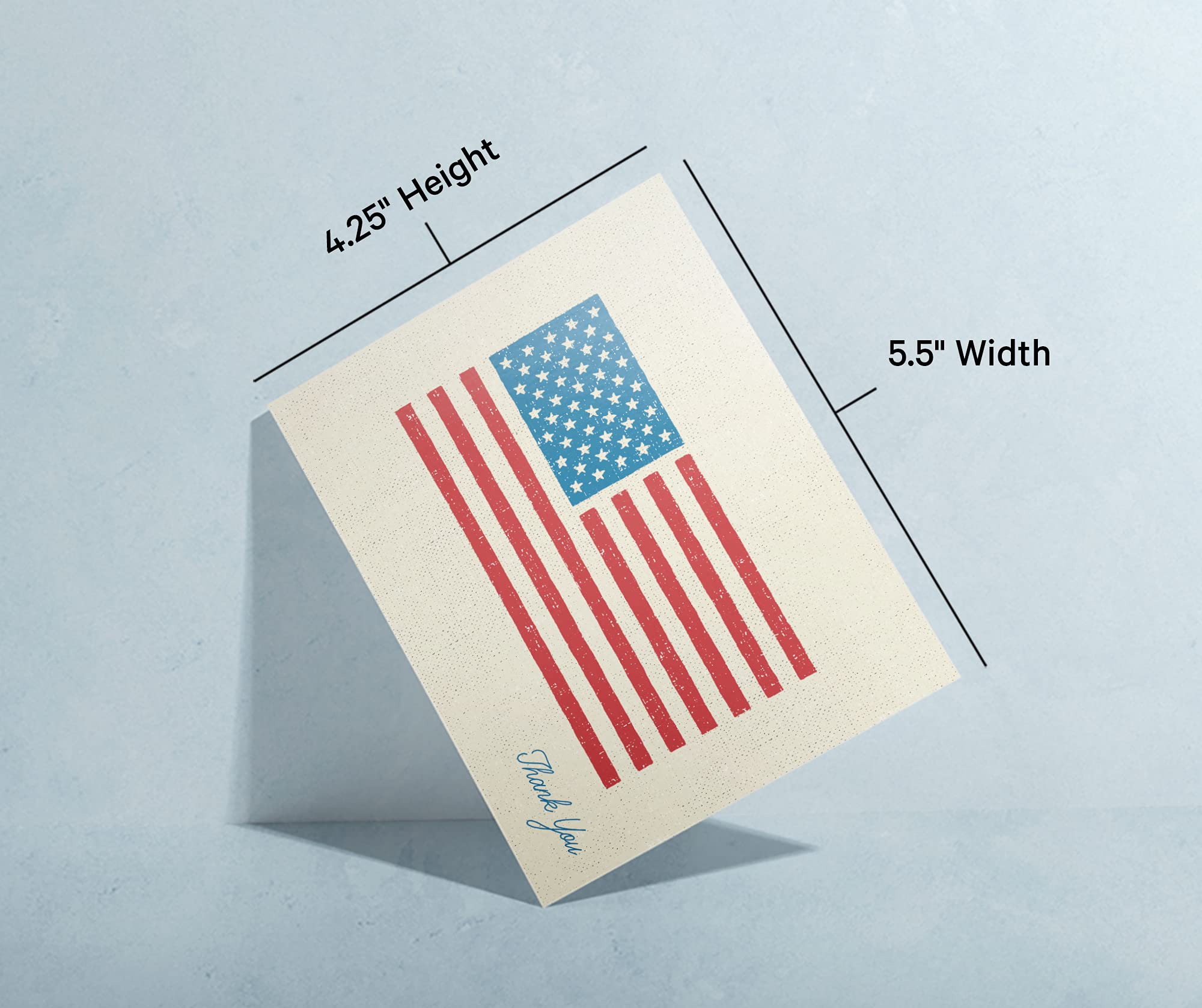 Twigs Paper - American Flag Thank You Cards - Blank Patriotic Stationary Cards w/Envelopes - Greeting Card for Veteran's Day, Memorial Day, 4th of July & More - Made In USA - 5.5" x 4.25" (Set of 12)