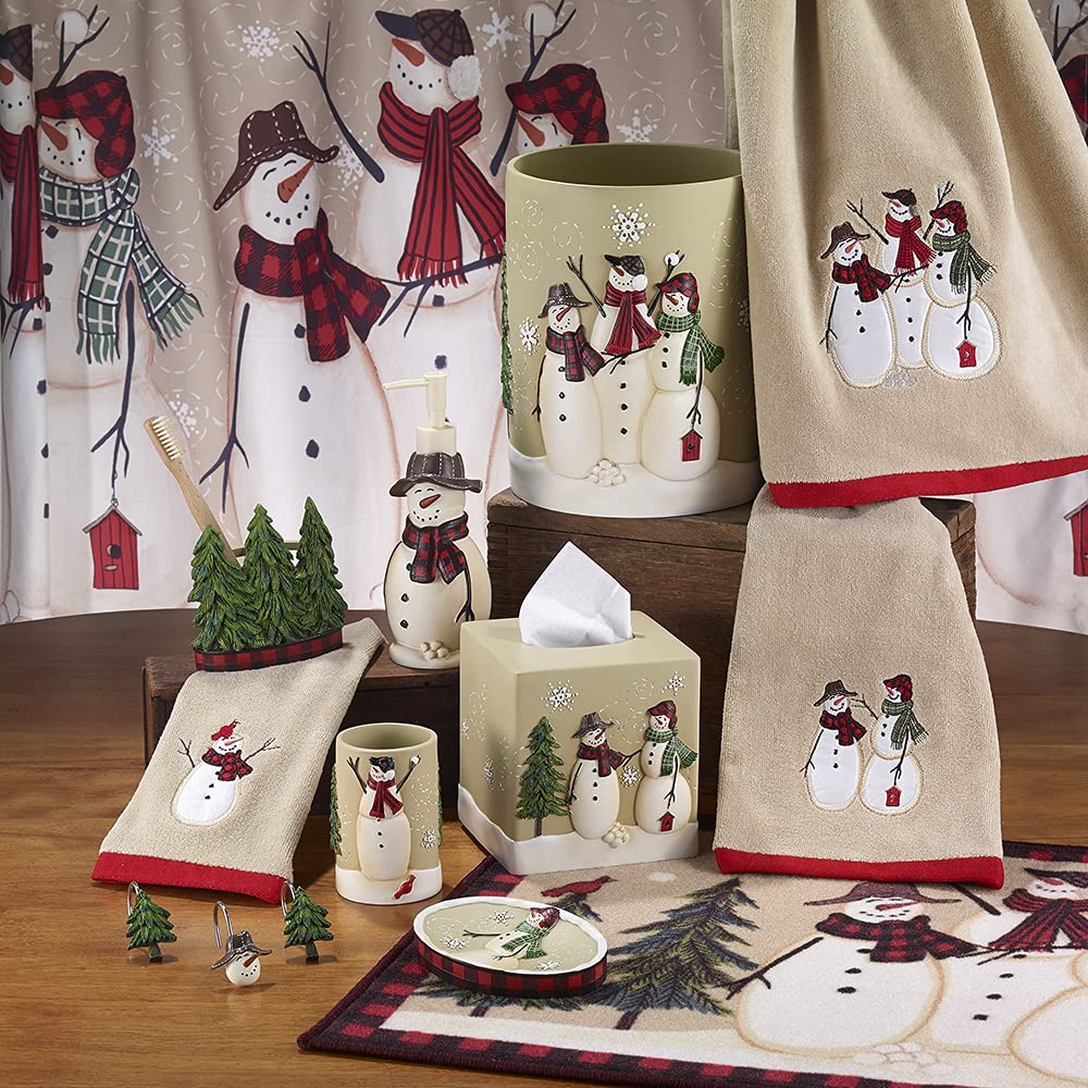 Avanti Linens - Wastebasket, Resin Bathroom Accessories, Christmas Decorations (Snowmen Gathering Collection)