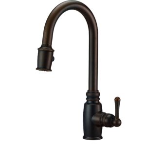 Danze D455557BR Opulence Single Handle Pull-Down Kitchen Faucet with SnapBack Retraction, Tumbled Bronze