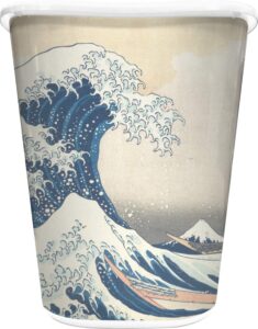 rnk shops great wave off kanagawa waste basket - single sided (white)