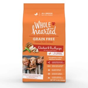 wholehearted grain free all life stages chicken & pea recipe dry dog food 5 lbs.