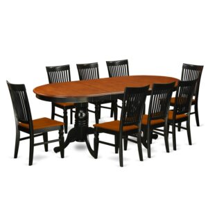 east west furniture plainville kitchen and dining room sets, 9 pieces, black & cherry