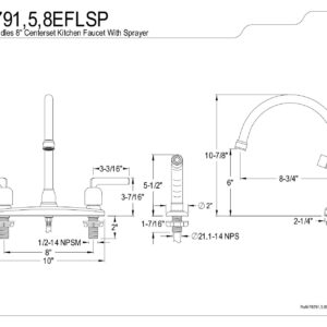 Kingston Brass FB791EFLSP Centurion 8" Centerset Kitchen Faucet, Polished Chrome